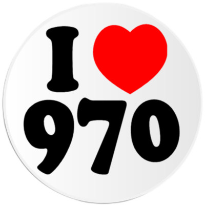 I Love 970 - 25 Pack Circle Stickers 3 Inch - Area Code Fort Collins ...