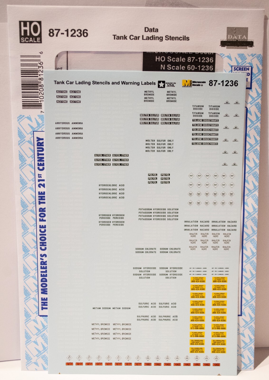 Microscale Decal #87-1236 Tank Car Data -- Lading Stencils & Warning ...