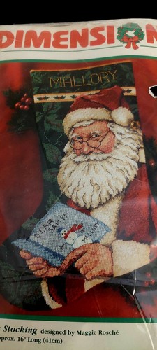 Dimensions Needlepoint Christmas Stocking Kit 9107 Dear Santa Rosche ...