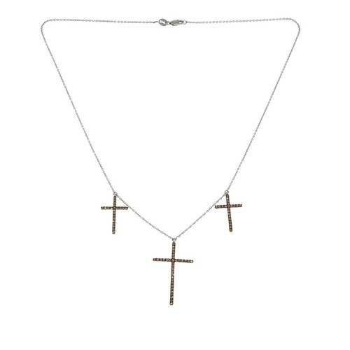 Rarities Womens Sterling Silver 1ctw Pave Diamond Dangling Cross ...