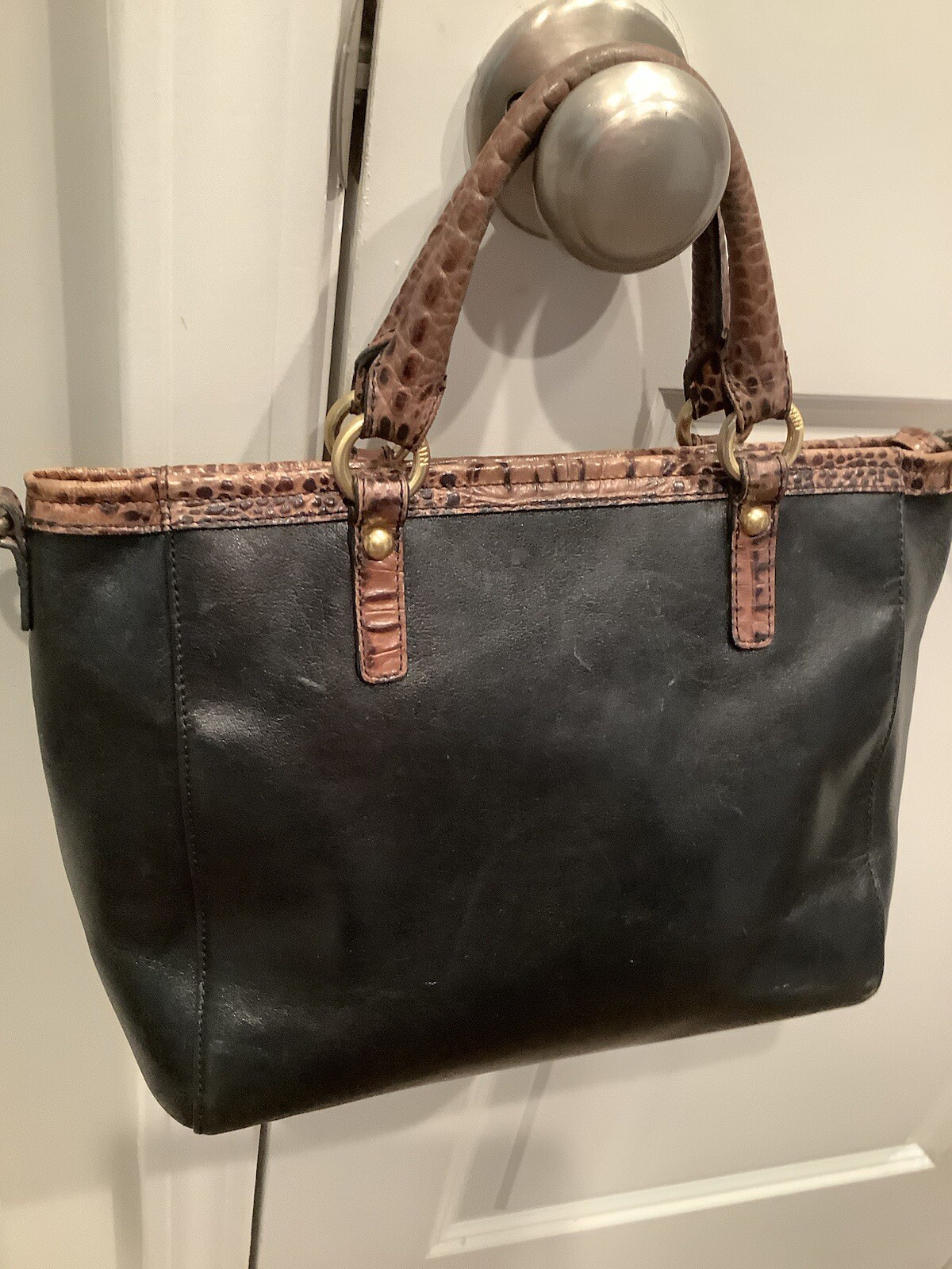 Vintage small BRAHMIN Small black tote | eBay