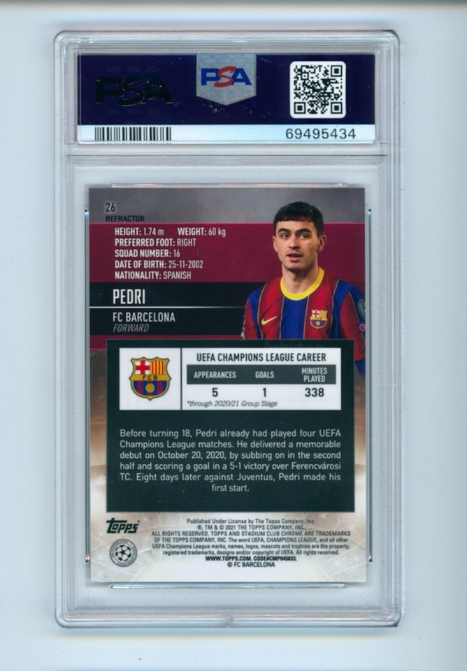2020-21 Pedri Topps Stadium Club Chrome Refractor FC Barcelona Rookie ...