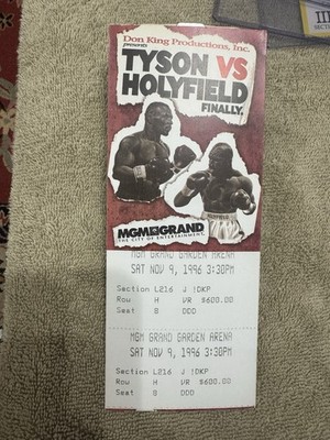 HISTORICAL MIKE TYSON VS EVANDER HOLYFIELD 1996 BOXING FULL TICKET ...