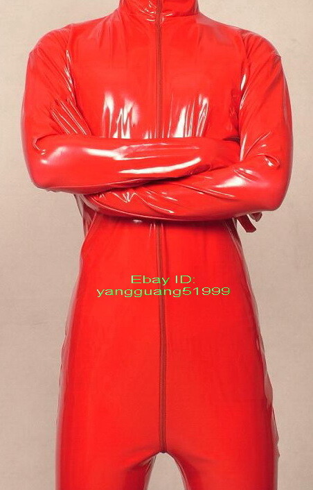 Sexy Women Pvc Jumpsuits Bodysuit Unisex Shiny PVC Costumes Open Eyes ...