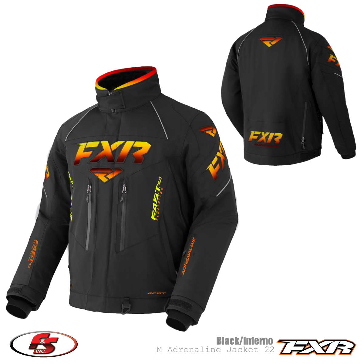 NEW FXR Men's Adrenaline 22 Snowmobile Jacket L XL 2XL 3XL 4XL Black ...