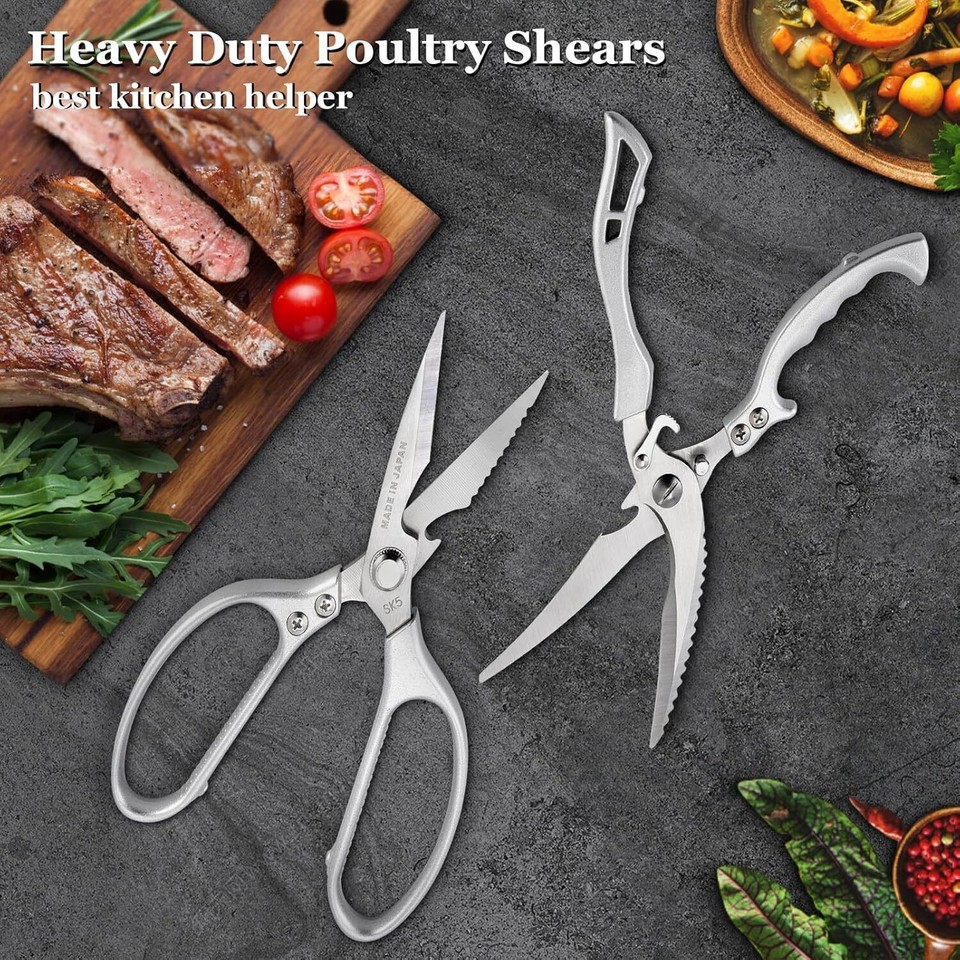 2Pcs Kitchen bone Scissor Kitchen Poultry Shears Stainless Steel Heavy ...