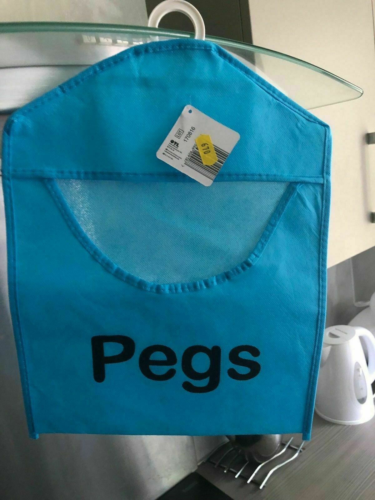 Hanging Fabric Peg Bag Clothes Line Laundry Washing Basket Storage ...