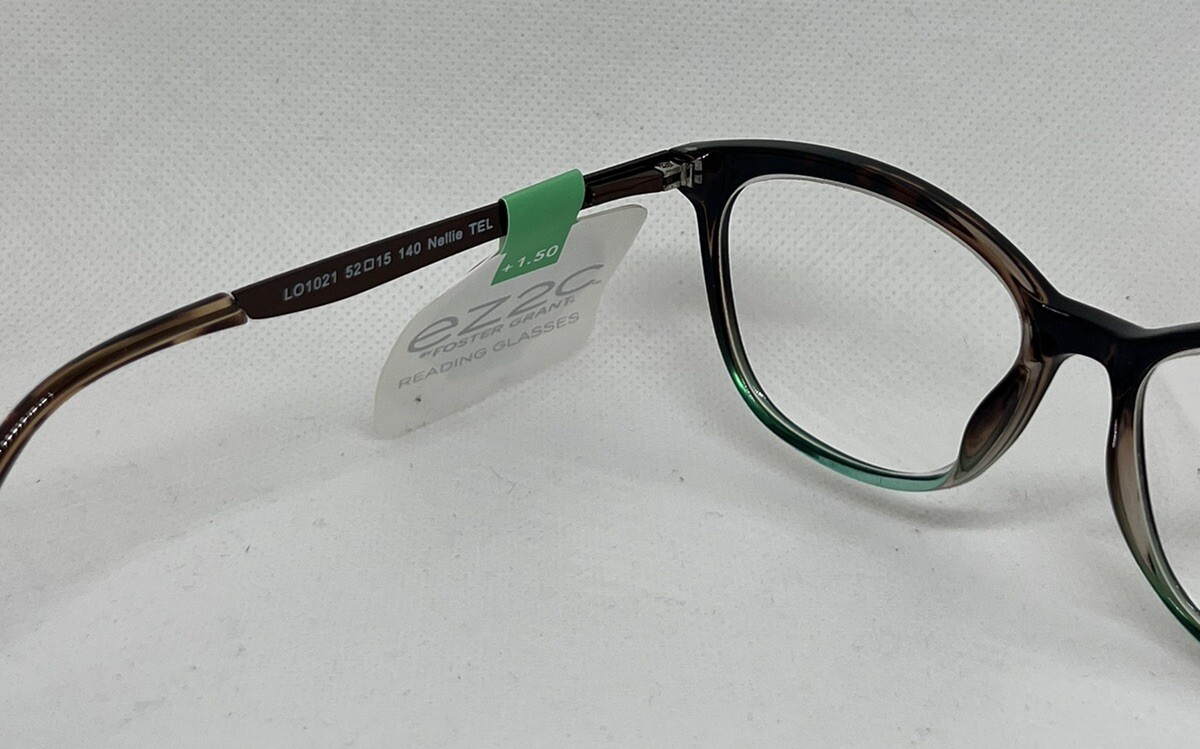 Foster Grant ez2c designer Nellie Reading Glasses blk with Green accent ...
