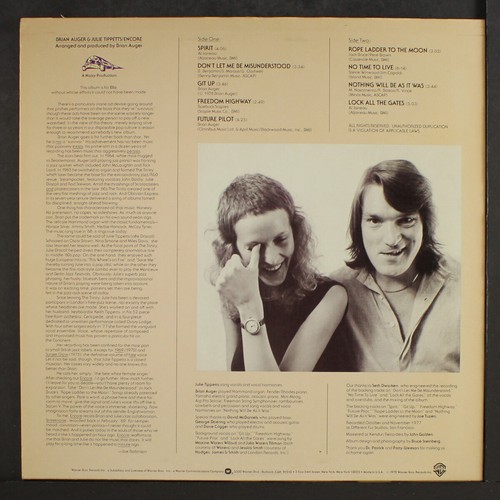 BRIAN AUGER & JULIE TIPPETTS: encore WB 12" LP 33 RPM | eBay