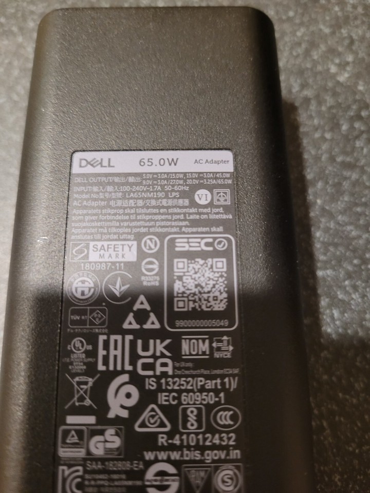 New 5pcs Lot Dell Laptop Charger 65W USB C AC Power Adapter LA65NM190 ...