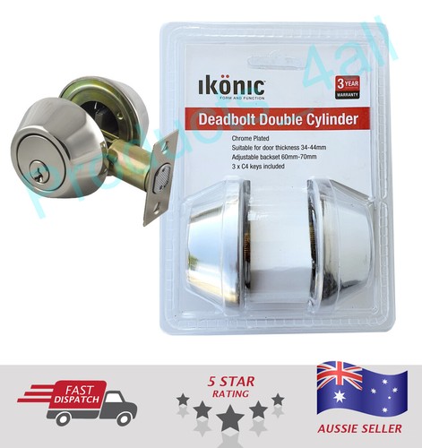 Ikonic Double Cylinder External Entry Door Deadbolt Lock - Chrome ...