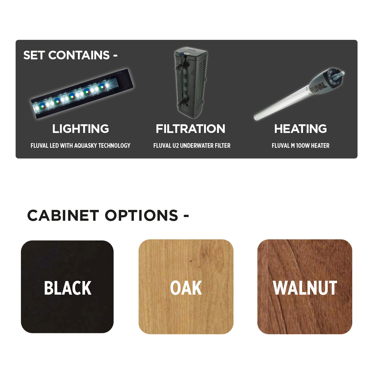 Fluval Roma 90 125 200 240 Aquarium & Cabinet Complete Kit Tropical ...