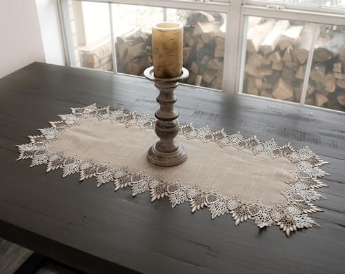 Lace Runner Neutral Earth Tones Table Runner Dresser Scarf Coffee Table ...