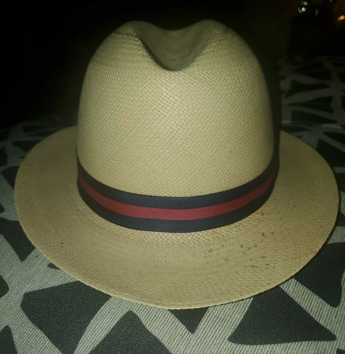 Dobbs Vintage Straw Hat red navy Striped Band Fedora … - Gem