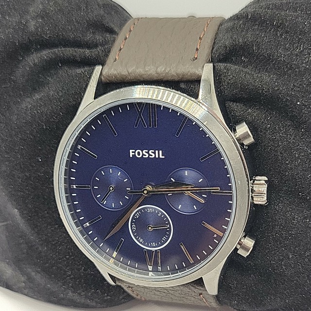 Fossil Fenmore Midsize BQ2401 Men's Leather Analog Blue Dial Quartz ...
