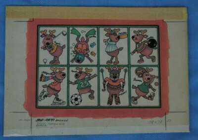 Vintage Original Illustration Art of Santa's Eight Reindeer Playing ...