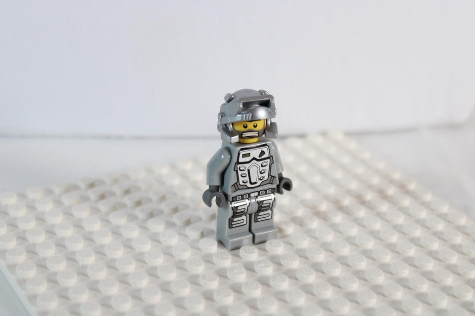 LEGO Mini Figure Power Miner Gray W/Helmet T744 | eBay