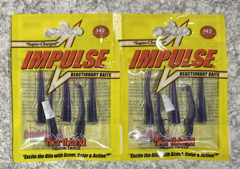 2 Packs Northland Impulse Bro’s Bloodworm Purple 2 Rigged and 3 Bodies ...