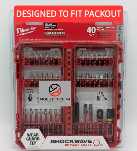 Milwaukee Shockwave Impact Duty 40 Piece Driver Bit Set Fits PACKOUT 48 ...