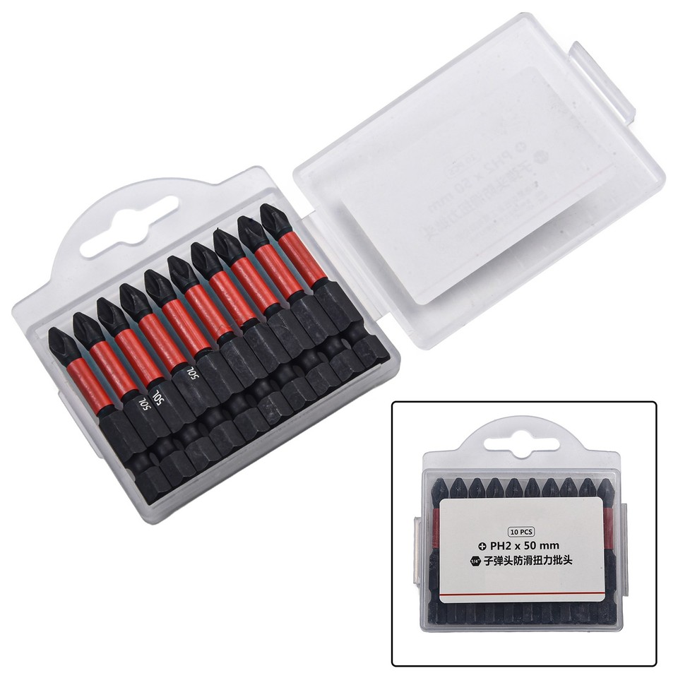PH2 Magnetic Anti Slip Screwdriver Bit Set 10 Pack for Tight Grip on ...