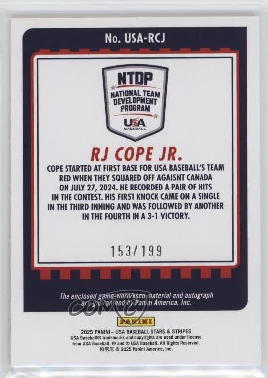2025 Panini Stars and Stripes USA Signatures Silhouettes /199 RJ Cope ...