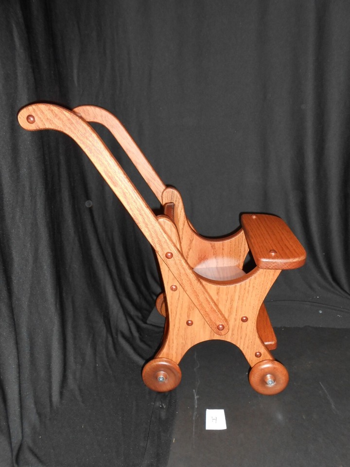 Baby Doll Stroller Solid Oak Amish Handmade Handcrafted Kid Toy Harvest ...