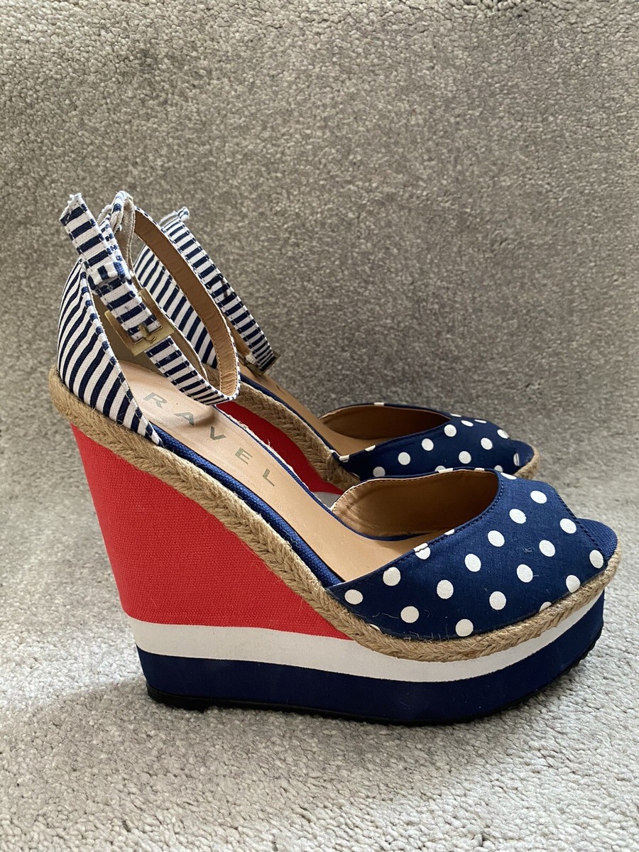 Navy Blue Polka Dot Wedges Navy Polka Dot One Shoulder Frill Detail