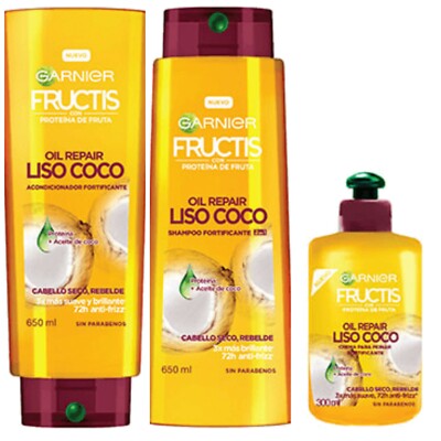 Garnier Fructis OIL REPAIR LISO COCO SHAMPOO & ACONDICIONADOR cabello ...