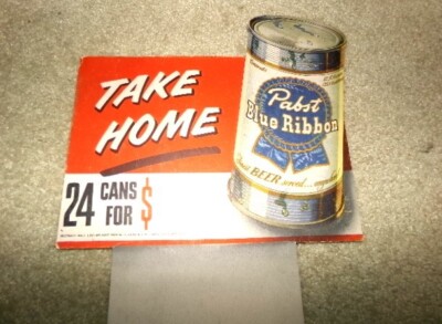 1940's PABST BLUE RIBBON flat top can 24 can store display sign | eBay