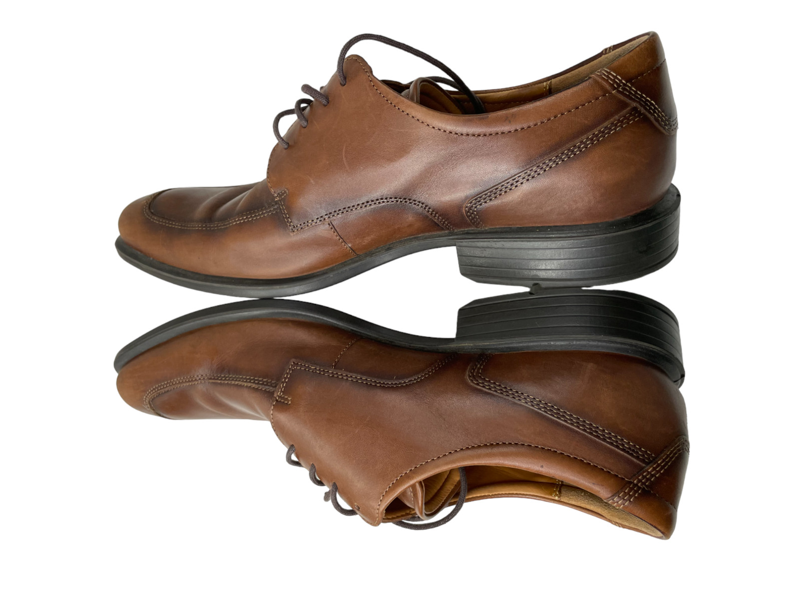 Ecco Men's Cairo Brown Leather Apron Toe Derby Dress … - Gem