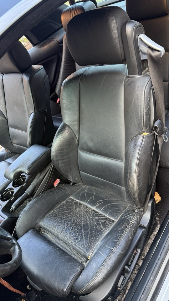 BMW E46 330CI Convertible Front & Rear Complete Seat Black Leather Pair ...
