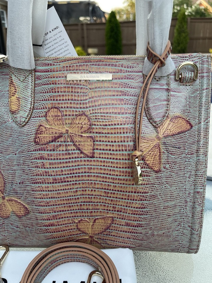 Brahmin Small Caroline Leather Satchel Mandarin Orange Heatwave ...