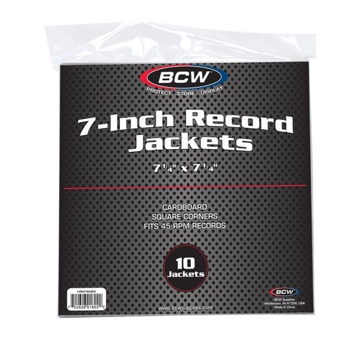 BCW 7-Inch Record Jackets 45 RPM Record Holders 10 Pack 7 1/4" x 7 1/4 ...