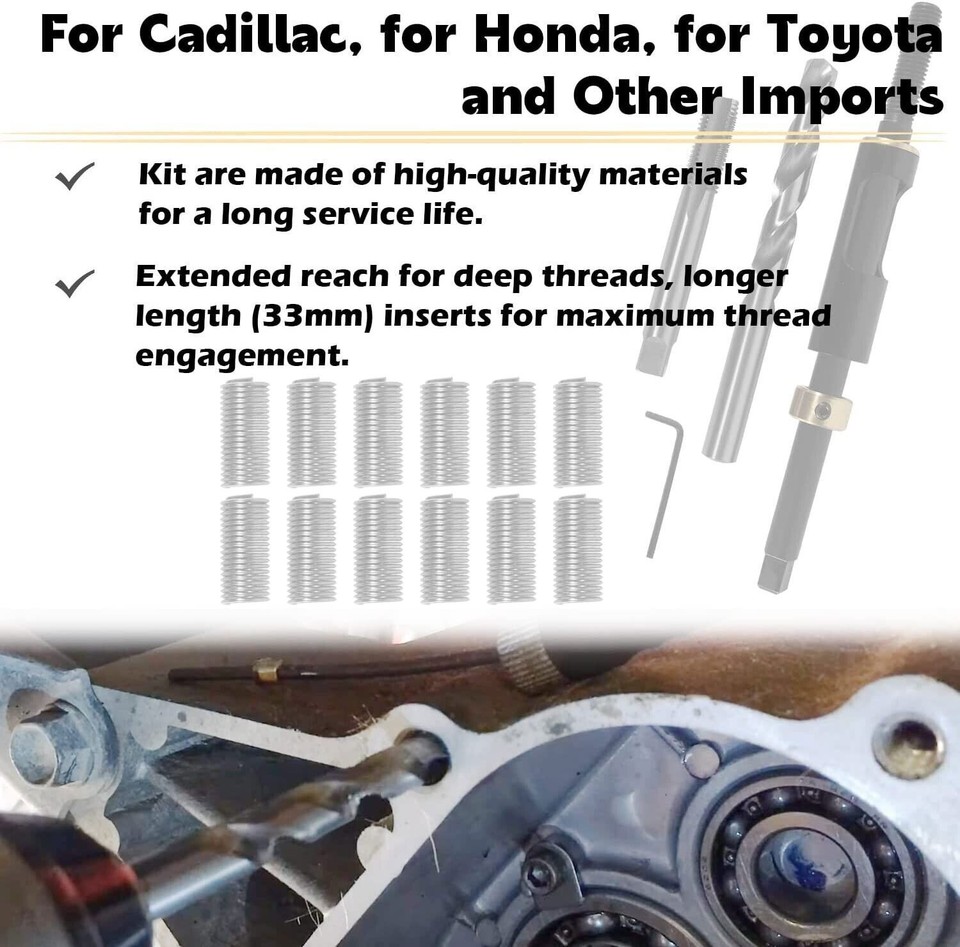 M11X1.5 Metric Head Bolt Thread Repair Kit 35119S FOR Cadillac, Toyota ...