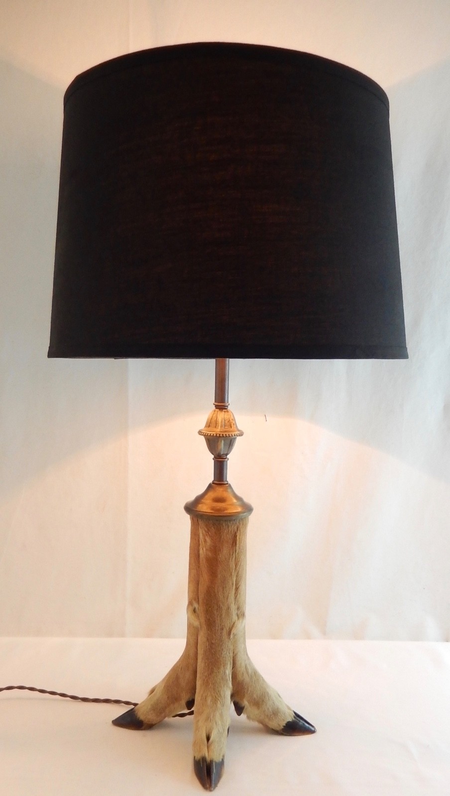 Vintage Deer Leg Lamp w/ Vintage Brass Riser - Stem. 4 Legs & Faceted ...