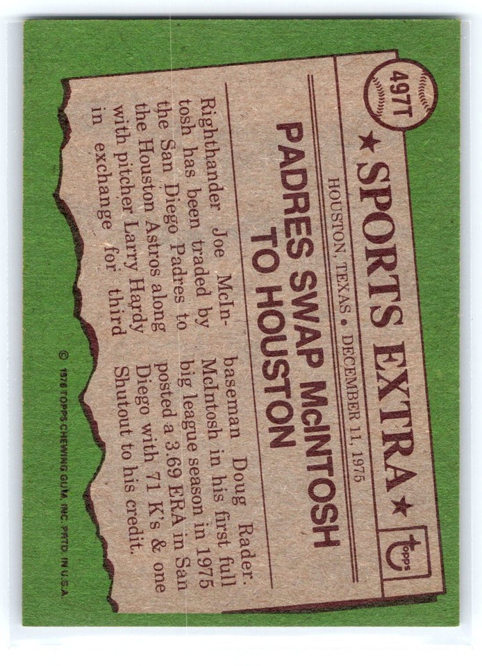 Joe McIntosh 1976 Topps #497T Traded | eBay