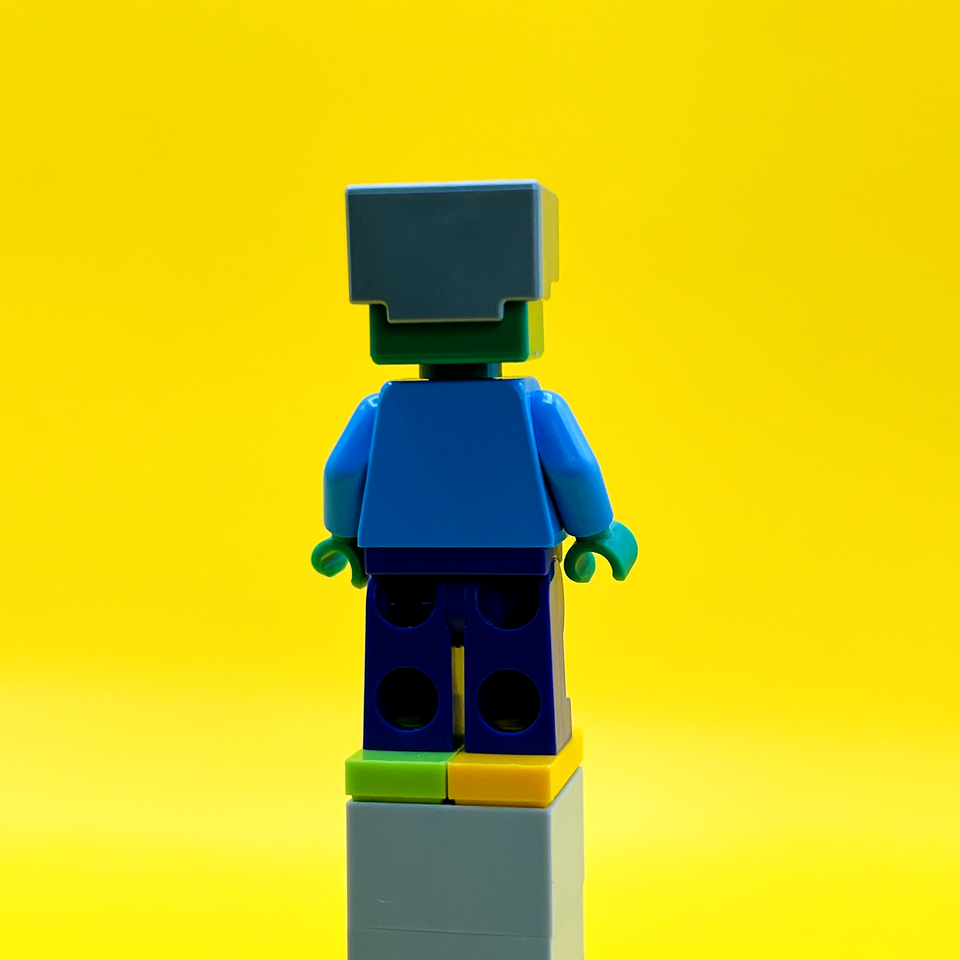 LEGO Minecraft Minifigure Zombie - Dark Purple Legs, Flat Silver Helmet ...