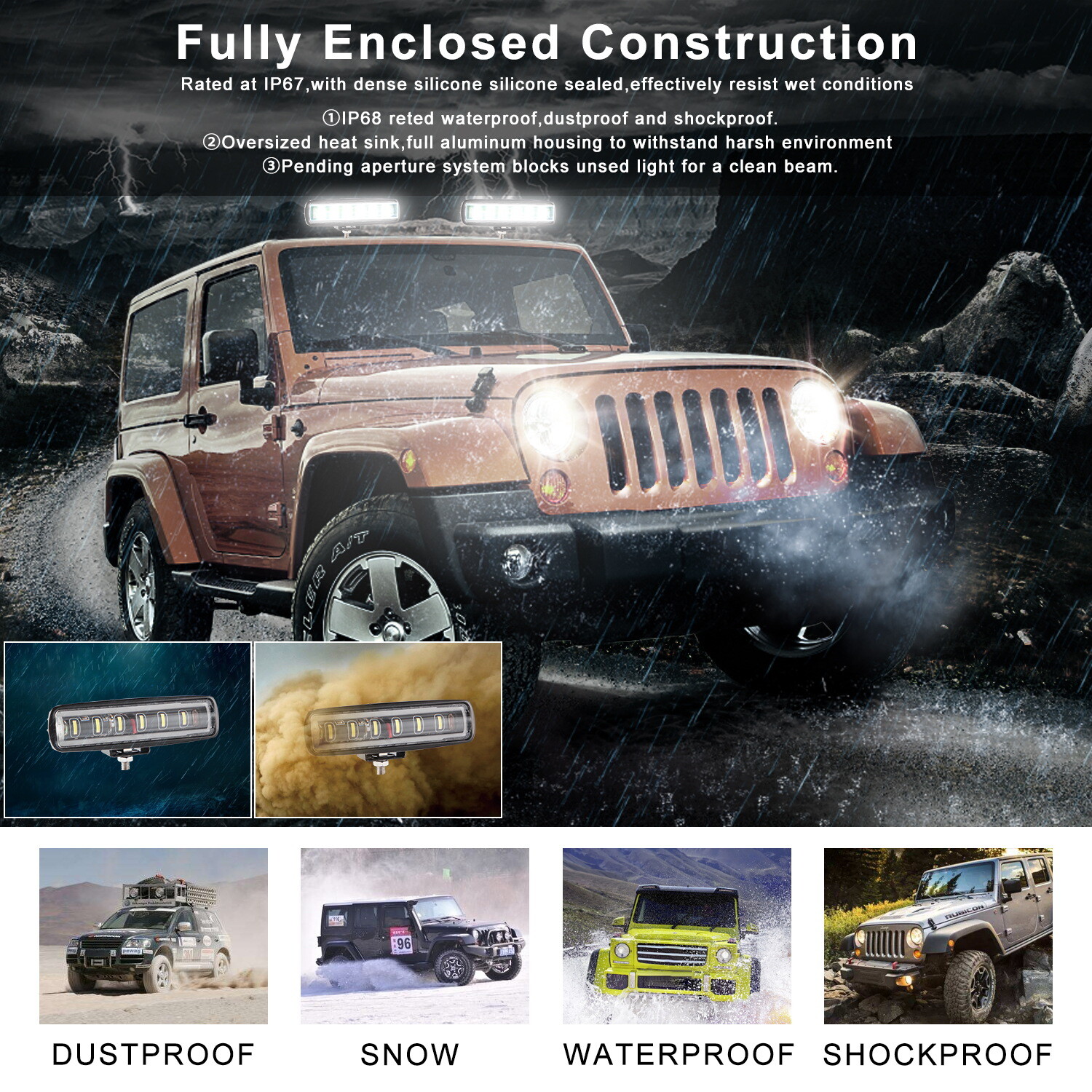 5" inch 90W LED Work Light Bar Combo Flood Spot Driving Off Road SUV ...