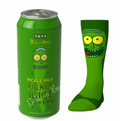 1 PAIR SWAG RICK AND MORTY PICKLE RICK JUICE MEN'S CREW SOCKS IN A CAN ...