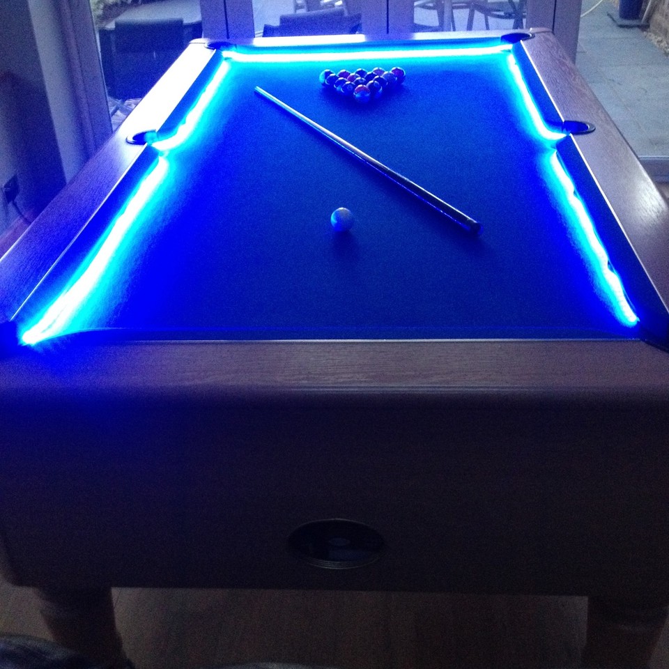Bar Billiard Pool Table Bumper LED RGB Colour Changing Lights Remote ...