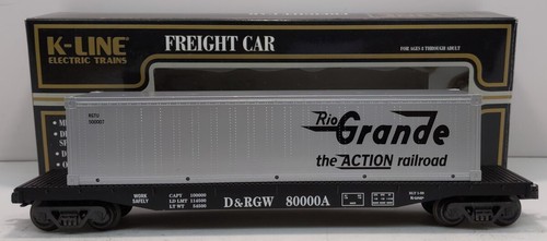 K-Line K691-1491 O Rio Grande Flatcar w/Container LN/Box | eBay