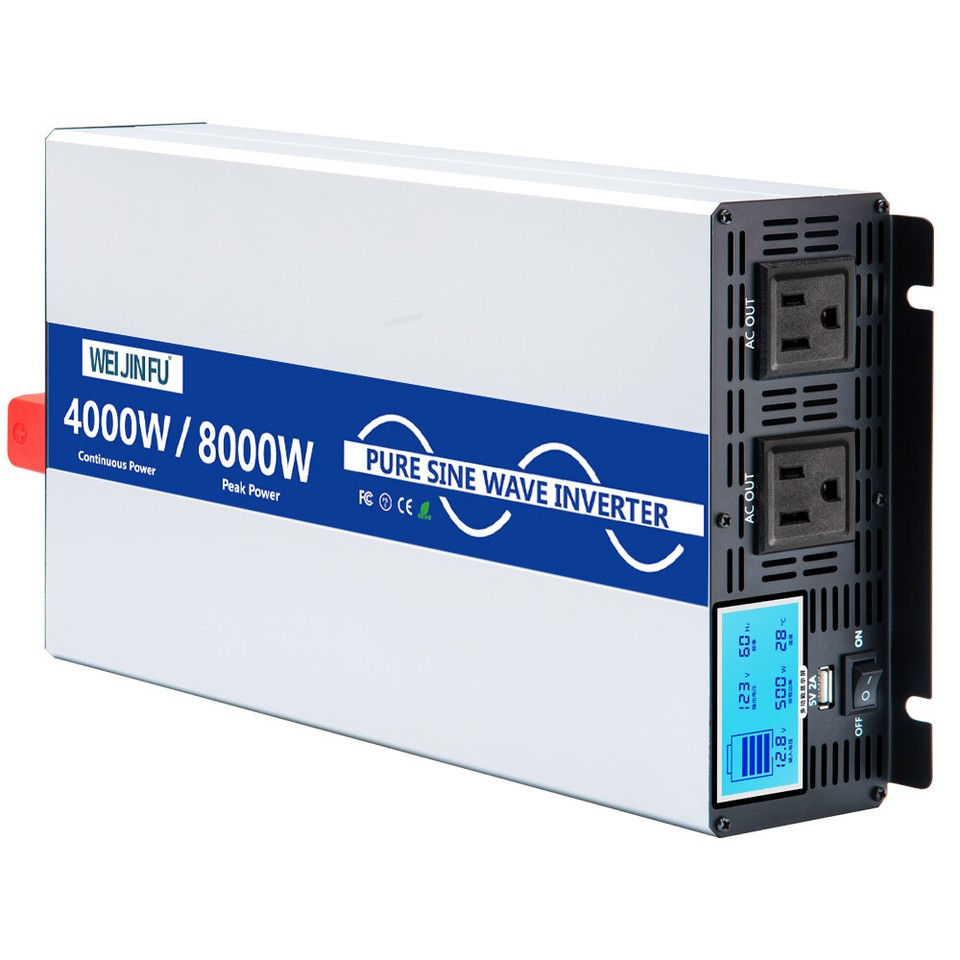Inverter 4000W/8000W Pure Sine Wave Power 12V DC to 110V AC with LCD US ...