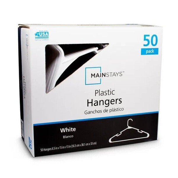 Mainstays MS89-630-014-01 Traditional Hanger - White (50 Pack) for sale ...