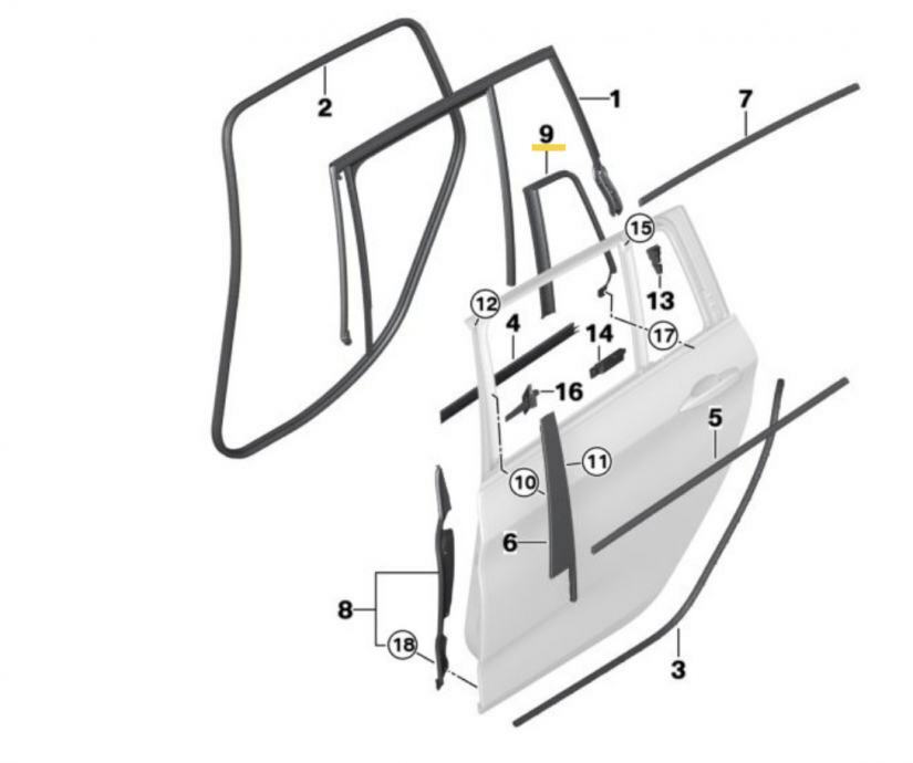 BMW F46 Cover, window frame, door rear right 51427332984 | eBay
