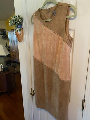 Kate and Mallory faux suede two tone beige dress sz L new | eBay
