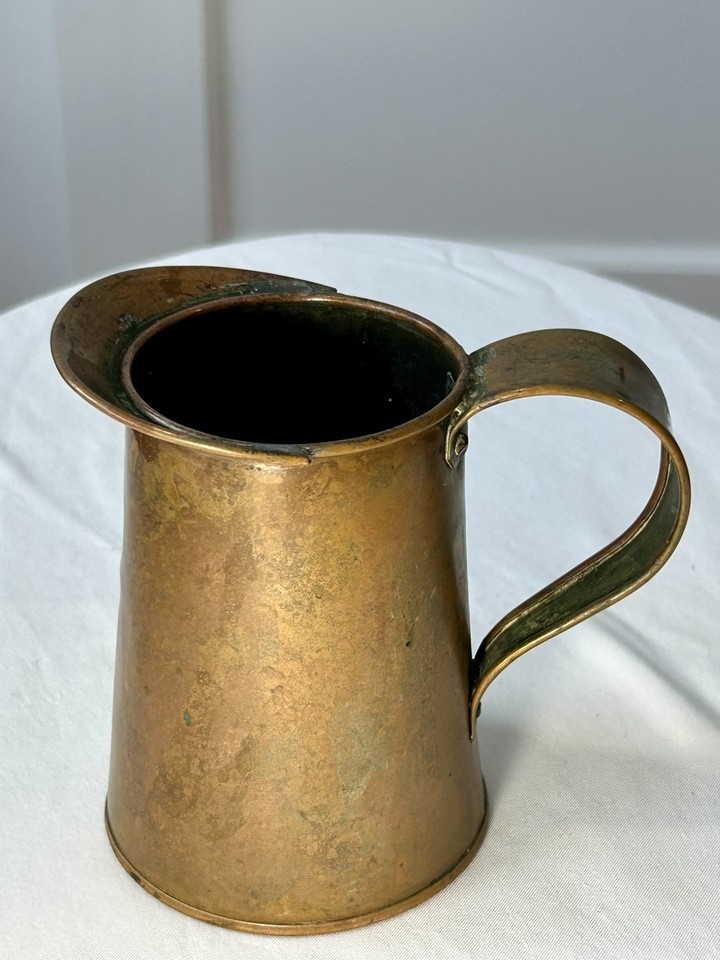 VTG Rustic Copper Creamer Pitcher Creamer w/Handle & Pour Lip~4.5” H x ...