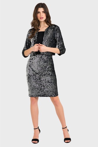 Joseph Ribkoff 194545 Black/Silver Bolero 2 Piece Set - Jacket & Skirt ...