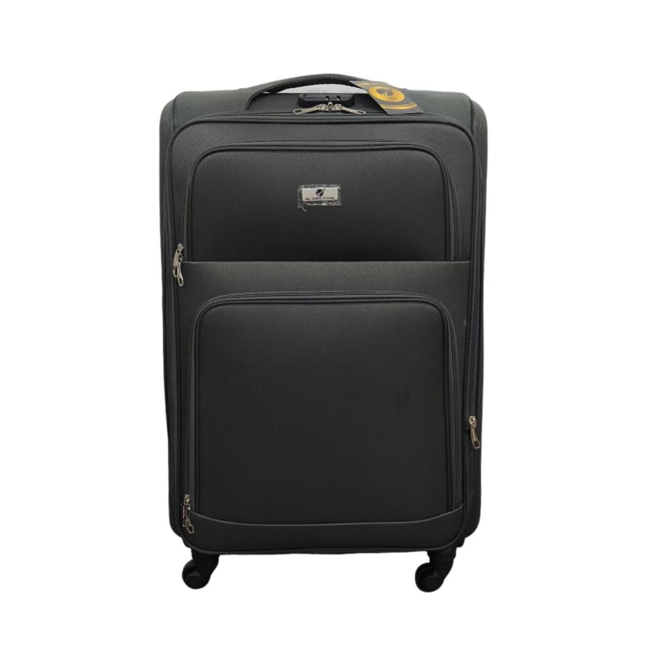 LARGE 28 Inch Lightweight Luggage Soft Shell Suitcase 4 Wheel Bag ...