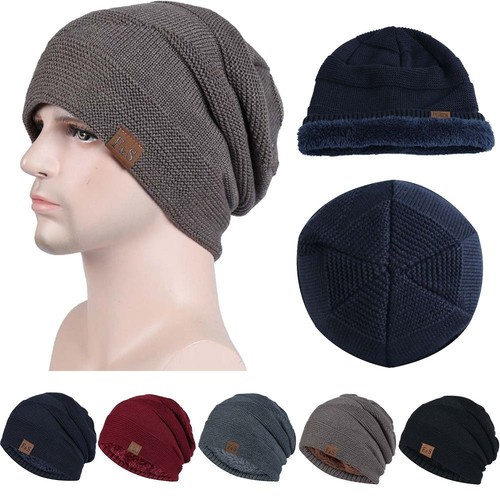 Fleece Lined Knitted Cap Warm Winter Cap With Tag Fashion Toque Hat ...