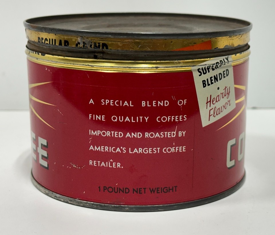 Vintage advertising 1lb A & P coffee can key wind kitchen collectible ...